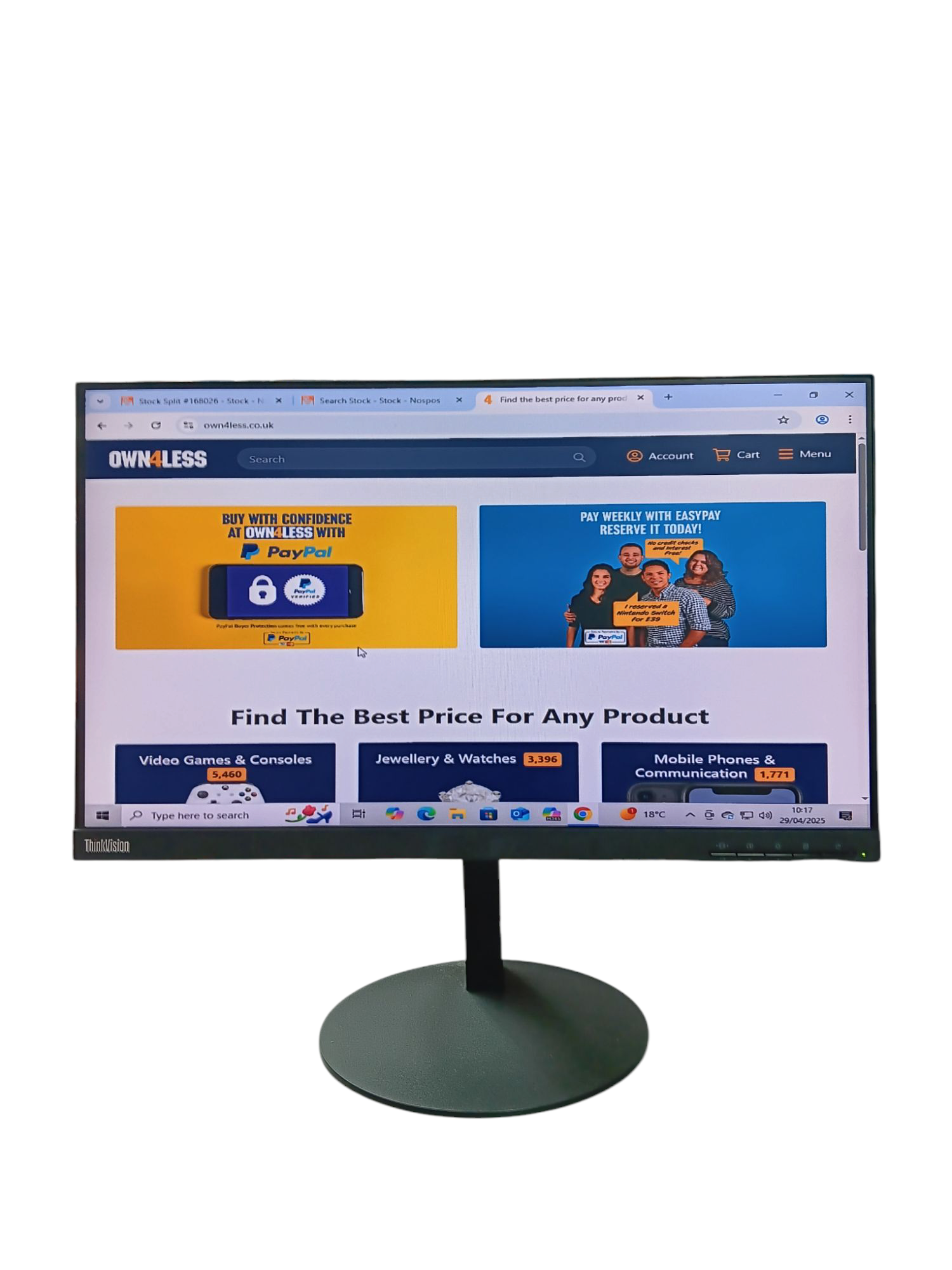 Used Lenovo ThinkVision T24i-10 24" FHD 1080p IPS LED Monitor - Own4Less